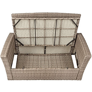 Merax Gray 4 Piece Outdoor Conversation Rattan Wicker Furniture Sectional Sofa Set with Ottoman Cushions