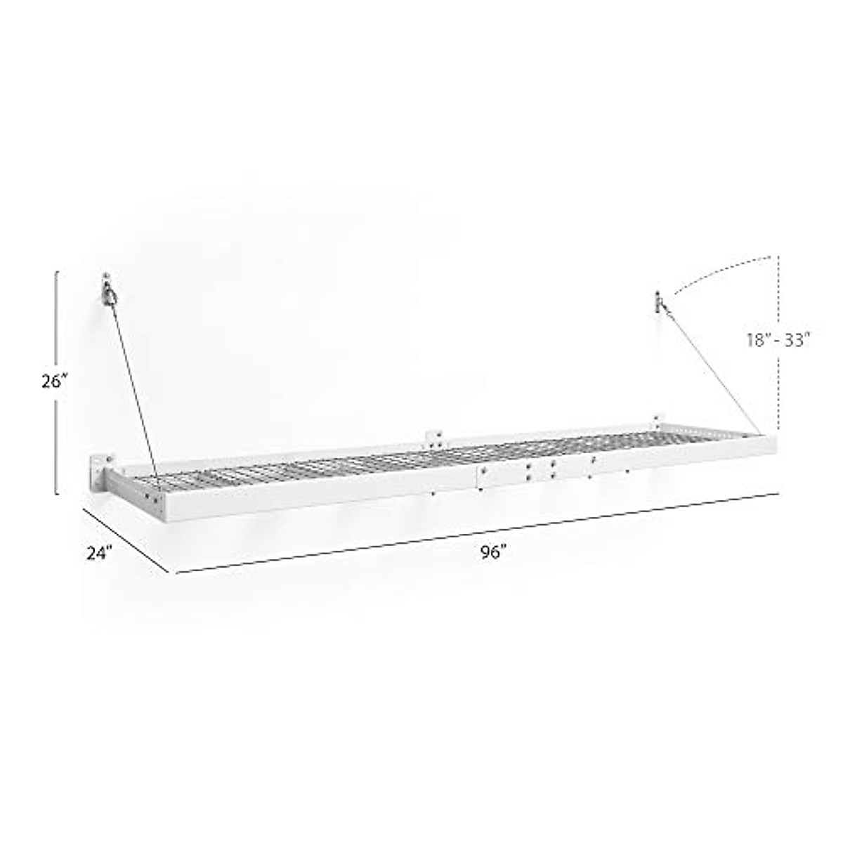 NewAge Products Pro Series White 2 ft. x 8 ft. Wall Mounted Steel Shelf, Garage Overheads, 40407