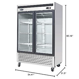 Atosa USA MCF8707 Series 55-Inch Glass Two Door Merchandiser Upright Refrigerator