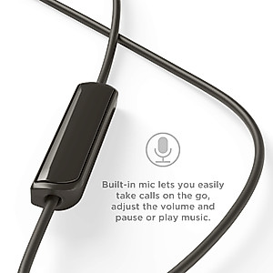 TCL Actv100 in-Ear Earbuds Active Noise Isolating Wired Secure Fit Sweatproof Headphones with Built-in Mic – Black