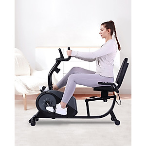 ECHANFIT Recumbent Exercise Bike with Optional Bluetooth Connectivity, 16 Levels Magnetic Resistance and Pulse Rate Monitor for Seniors, Indoor Stationary Bike for Home Use, 350 LB Weight Capacity