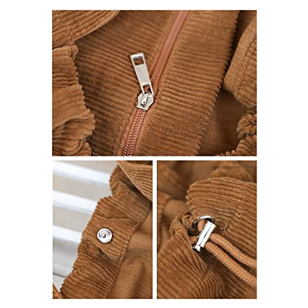 Ulisty Women Large Capacity Corduroy Drawstring Tote Bag Pockets Shoulder Bag Casual Handbag Hobo Bag Shopping Bag red