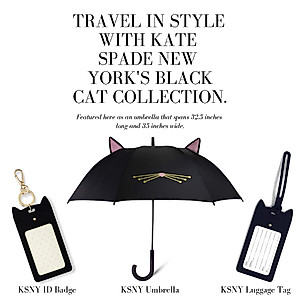 Kate Spade New York Large Lightweight Travel Umbrella, Black Cat