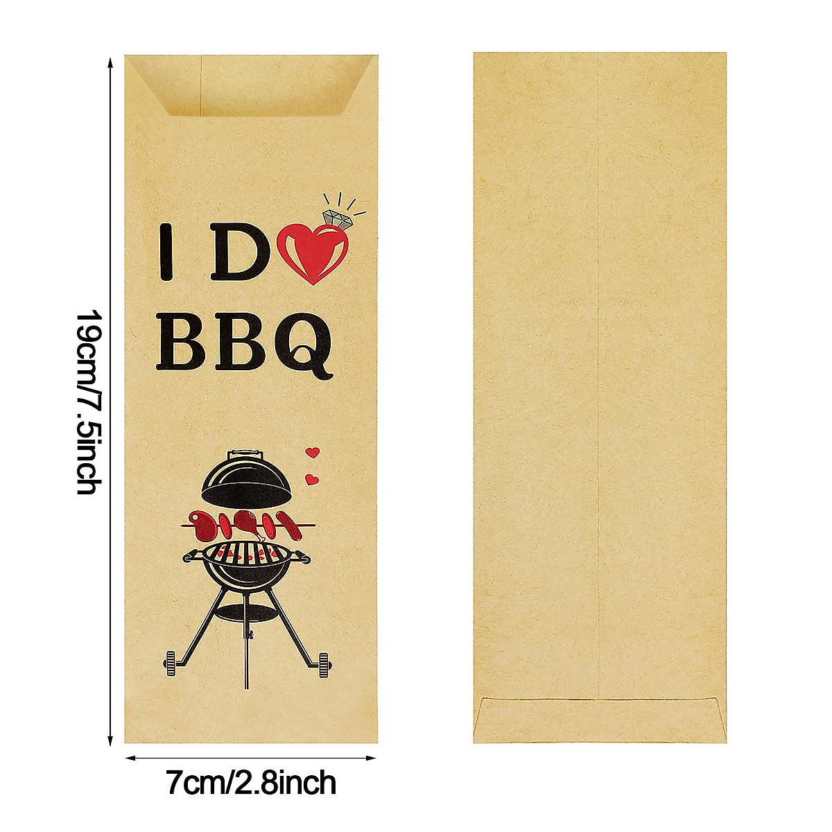 100 Pieces I Do BBQ Kraft Paper Silverware Bags Knife Forks Silverware Pouch Bags Disposable Cutlery Utensil Holder for Restaurant Kitchen BBQ Party Wedding Decorations (2.8 x 7.5 Inch)