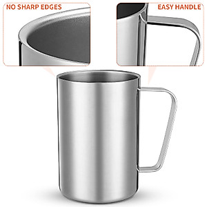 Bidponds 2 Pcs 16.9oz/500ml Stainless Steel Mug, Camping Mug, Double Wall Vacuum Insulated Mug, Suitable for Coffee, Milk,Juice,Tea and other Cold or Hot Drinks