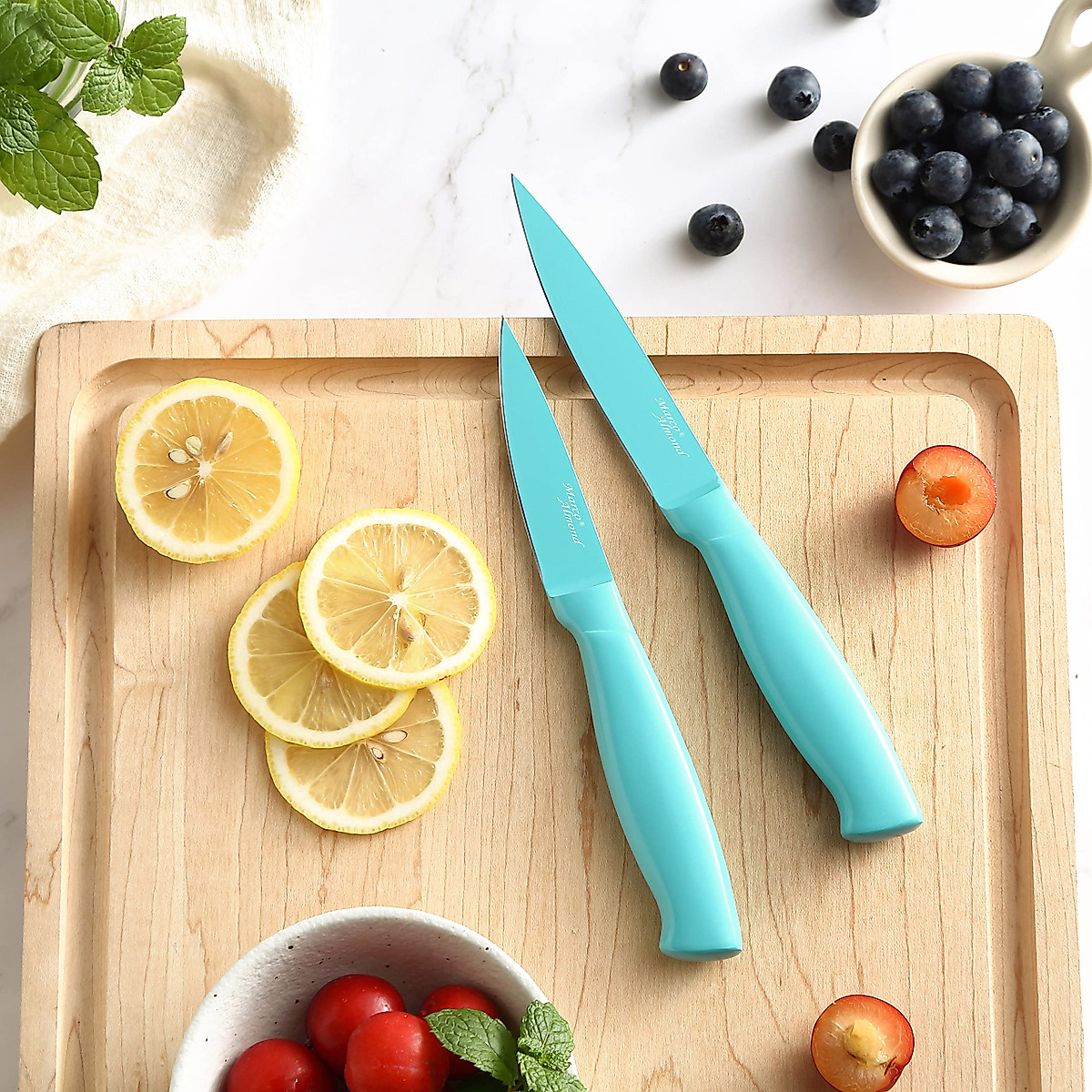 Marco Almond MA24 Kitchen Knife Sets + Marco Almond KYA77 Titanium Coated Rainbow Digital Kitchen Scale