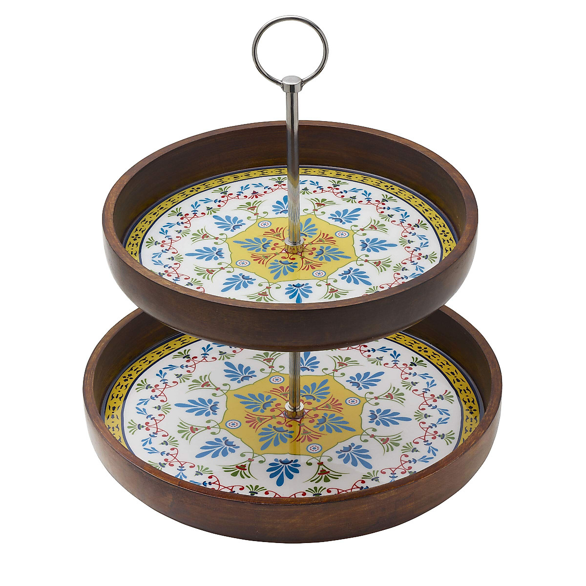 Gourmet Basics by Mikasa Vella 2-Tier Round Tray, Multicolored