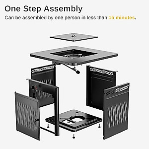 EAST OAK 32'' Propane Fire Pit Table, 50,000 BTU Steel Gas FirePit for Outdoor, Outside Patio Deck and Garden, CSA Certified Fire Table with Magnetic Lid, Cover-Storage Basket and Lava Rock , Black