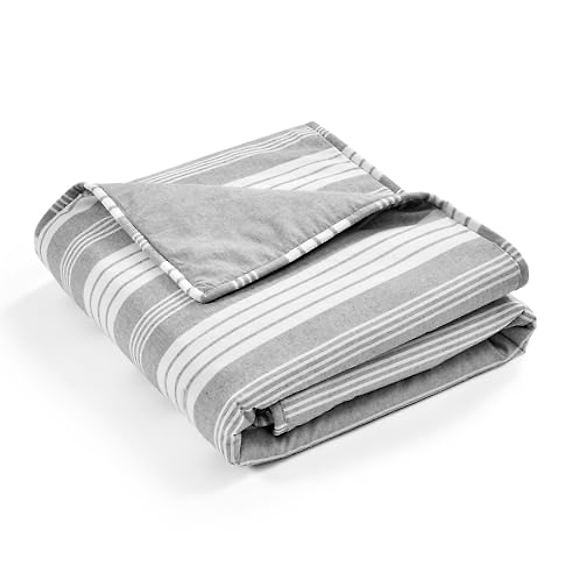 Lush Decor Farmhouse Yarn Dyed Stripe Throw Blanket, Gray/White Single 50X60