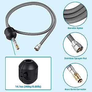 Hygie Rinse 88624000 Replacement Pull-out Faucet Hose Compatible with Hansgrohe Kitchen Faucets Standard Non-Select Single Hole, with 14.1oz/0.88lb Weight Ball, Kitchen Faucet Spray Hose 59 +10.5 Inch