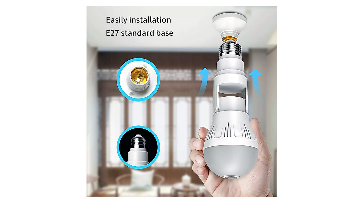 Light Bulb Security Camera - 360° Panoramic WiFi Night Vision