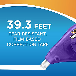 BIC Wite-Out Brand EZ Correct Correction Tape, 39.3 Feet, 10-Count Pack of white Correction Tape, Fast, Clean and Easy to Use Tear-Resistant Tape Office or School Supplies