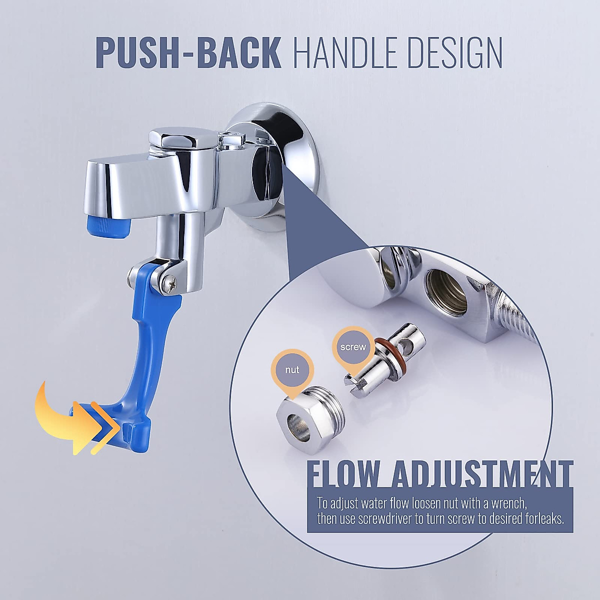 iVIGA Glass Filler Faucet Wall Mount, Push-Back Water Bottle Filling Station, Brass Glass Filling Station Commercial Water Filler Faucet for Bar Cafe Hotel Kitchen Restaurant - Female Inlet & Flange