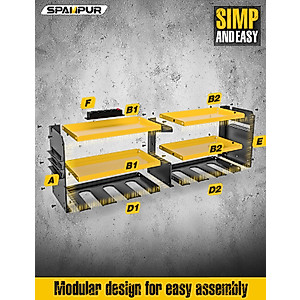 Spampur Power Tool Organizer Wall Mount with Charging Station, Garage Tool Shelf 6 Drill Holders, Tool Battery Holder with Screwdriver Heavy Duty Rack, Tool Storage Rack with 4 Outlet Power Strip
