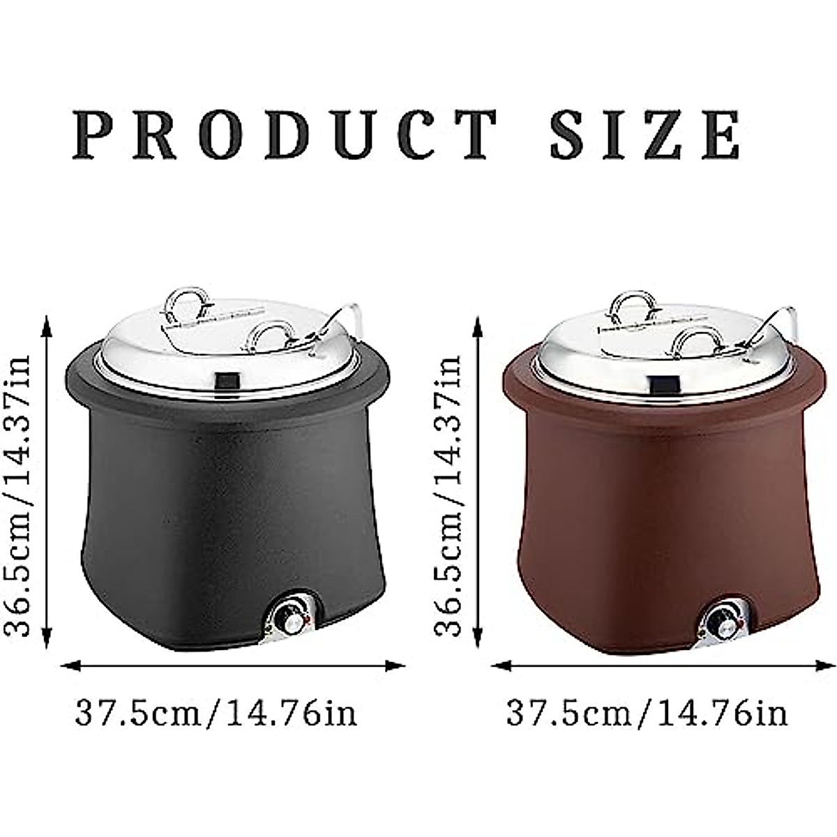 XENITE 304 Stainless Steel Commercial Soup Warmer Pot, 10L Electric Soup Kettle Food Buffet Warmer Machine, for Family Gathering and Restaurant,Black