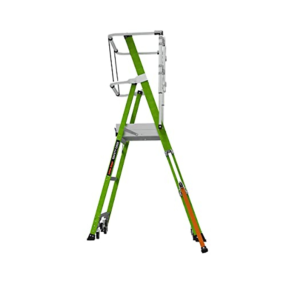 Little Giant Ladders Little Giant Ladder Systems Safety Cage 2.0, M4, 4ft Enclosed Platform, Ladder with Adjustable Outriggers, Fiberglass, Type 1AA, 375 lbs Weight Rating, (19704-146), Hi-viz Green