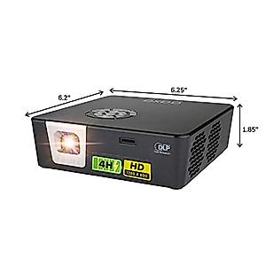 AAXA P6X 1000 Lumen Battery Projector, 4 Hour Battery, Portable Mini Projector, DLP 1080p Support, 30,000 Hours LED, 15000mah Powerbank, HDMI/USB/microSD Input, Worlds Brightest Battery Pico Projector