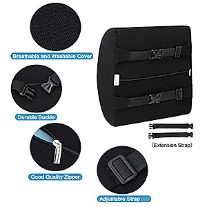 Wishcush Seat Cushion and Lumbar Support Pillow Set for Car Office Chair, Memory Foam Coccyx Seat Cushion for Lower Back, Tailbone, Sciatica Pain Relief…