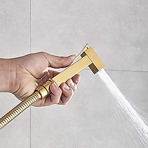 ZLOCYIVHE Handheld Toilet Bidet Sprayer, Brass Shower Tap Washer Mixer Single Cold Water Shower Sprayer Head Tap, Gold Toilet Bidet Faucets