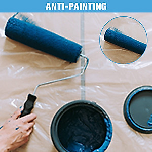 PILOT FISH 2 Mil Plastic Drop Cloth for Painting, Plastic Sheeting 3 Pack 9x12 Feet Waterproof Drop Cloth Heavy Duty Thick Traps Clear Cloth for Furniture Cover, Dustproof Tear Resistance Couch Cover