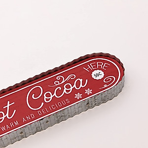 COLLECTIVE HOME - Hot Cocoa Sign, Galvanized Christmas Decoration, Rustic Wood Plaque for Cafe, Home, Bar, Hot Cocoa Tabletop Decoration