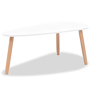 QJBSAVVA Coffee Table Set 2 Pieces Solid Pinewood White,Center Table Low Table Folding Table Entrance Table Suitable for Meeting Rooms, Reception Rooms, Offices