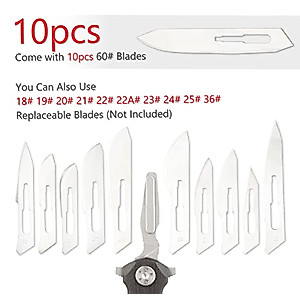 TENCHILON T369 Small Folding Pocket Flipper Scalpel Knife, 10pcs #60 Replaceable Blades, G10 Handle, Compact Slim Gentleman's Scalpel EDC Utility Knives 1.2oz
