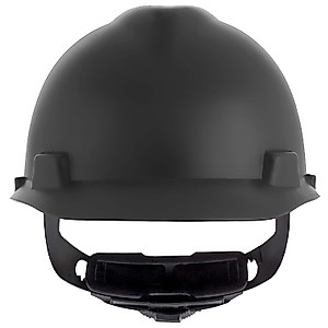 MSA 10203092 V-Gard Cap Style Safety Hard Hat with Fas-Trac III Ratchet Suspension | Polyethylene Shell, Superior Impact Protection, Self Adjusting Crown Straps - Standard Size in Matte Black