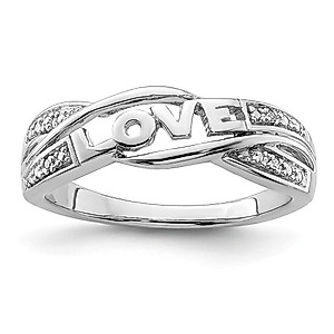 925 Sterling Silver Diamond Love Engagement Wedding Ring (.01 cttw.) (2mm)