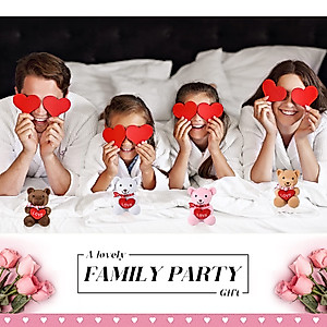 HyDren 4 Pcs Valentine's Day Stuffed Bear 6'' Cute Stuffed Animals Soft Bear with Red Heart Small Sweet Cuddly Plush Toys Gift for Classroom Exchange Prizes Party (Pink, White, Brown, Khaki)