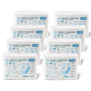 Littleforbig Adult Diaper 80 Pieces (8 Packs) - ABDry New White Diapers(L)