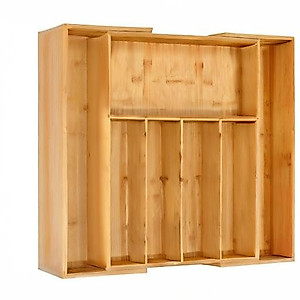 Bamboo Drawer Organizer for Kitchen, Expandable Utensil Tray,Wooden Drawer Divider Organizer