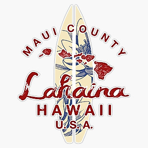 Maui Hawaii Lahaina Hawaiian Islands Vintage Vinyl Sticker Waterproof Decal Laptop Wall Window Bumper Sticker 5"