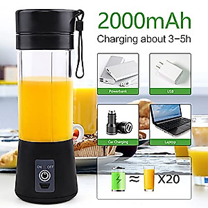 Portable Personal Mini Smoothie Blender: Single Small Size Fruit Juice Blender USB Rechargeable Shake Smoothies Mixer Battery Operated Individual Juicer Cup for Travel Camping Outdoor - Pink