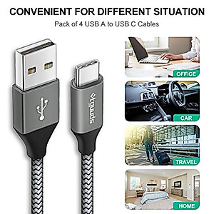 etguuds USB C Cable Fast Charging [4-Pack, 1/3/6/10 ft], Nylon Braided Type C Charger Cord Compatible with Samsung Galaxy S10 S9 S8 Plus S10E Note 20 10 9 8, A10e A20 A30 A50 A70 A51 A71, LG G6 G7 G8