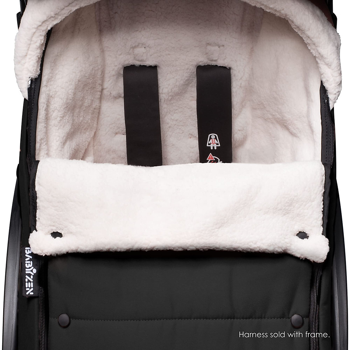 BABYZEN YOYO Footmuff, Black - Sherpa Lining & Fleece Hood with Drawstring to Keep Baby Warm - Includes Carrying Bag - Machine Washable