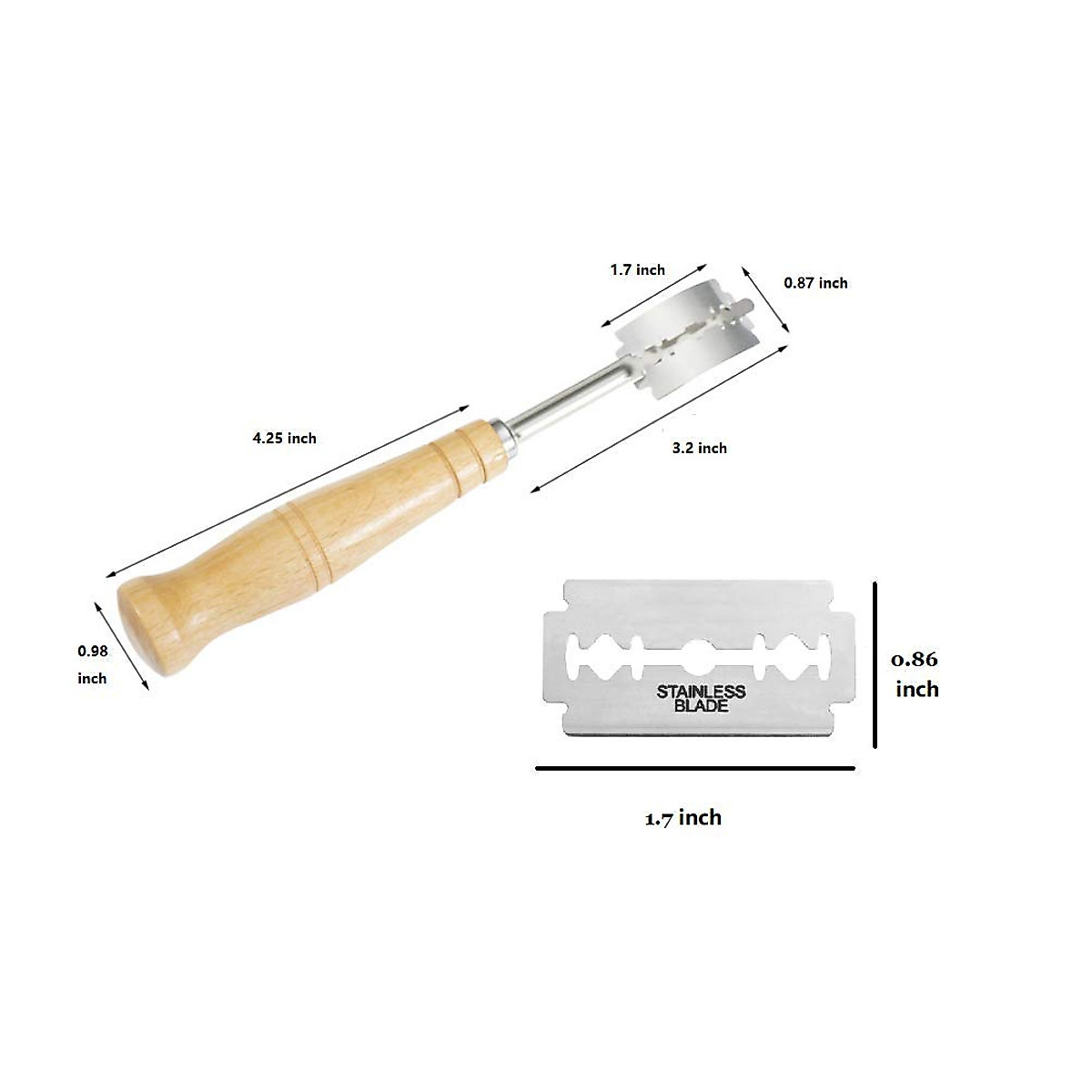 Premium Hand Crafted Bread Lame with 5 Replaceable Blades Dough Making Slasher Tools for Scoring Sourdough Bread Easily - Super Sharp and Durable Razors with Authentic Leather Protective Cover