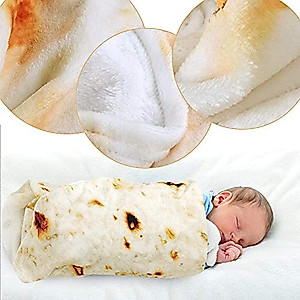 Ashipher Burrito Swaddle Blanket for Baby, Wrap Tortilla Safe Flannel Shower Blanket with Hat, Great Gift for Baby (36 Inch)