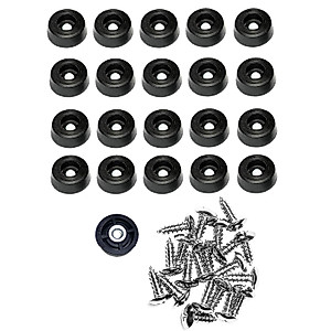 20 Medium Round Rubber Feet -W/Stainless Steel Screws .312 H X .859 D - Made in USA - Great for Cutting Boards, Electronics, Hobby - Food Safe/RoHS Compliant