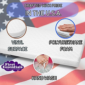 First Essentials Bassinet Cradle Mattress Pad (Rectangle, 12X26) for Newborn Comfort Breathable Easy Clean Hypoallergenic Waterproof Made in USA