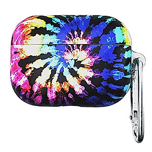 CalorMixs Case for Airpods Pro - Hard Case Compatible for Airpod Pro,Cute Clear Smooth PC Shockproof & Portable with Carabiner for Airpods Pro/Airpods 3 Charging Case (Tie-dye)
