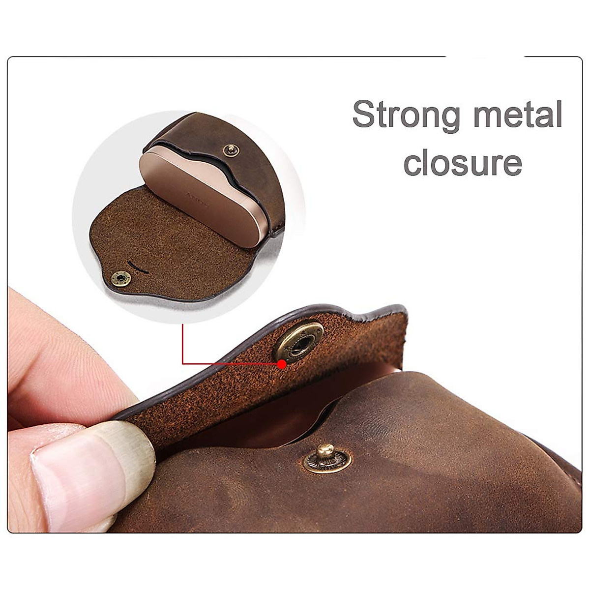 for wf-1000xm3 Case, Personalized wf-1000xm3 Leather case with Carabiner, Genuine Leather Protective Case Cover Shockproof for So-ny WF-1000xm3 Case Wireless Charging Case (Blank, Coffee)