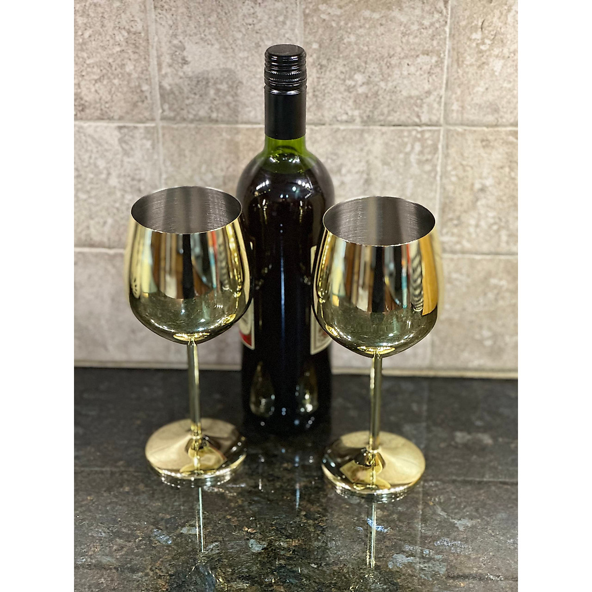 K&K Home Stainless Steel Unbreakable Gold Wine Glasses - oz - Set of 2 Colored, Elegant Metal Wine Goblets - Perfect for Outdoors, Weddings, and Parties - Unique Wine Gifts