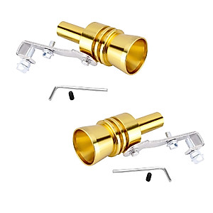 gunhunt 2 PCS Turbo Sound Whistle Simulator, 4.05" x 2.32" Car Roar Maker Tail Pipe Whistle, Universal Aluminum Turbo Sound Whistle Exhaust Muffler Sound Booster, Car Styling Accessories (Gold)
