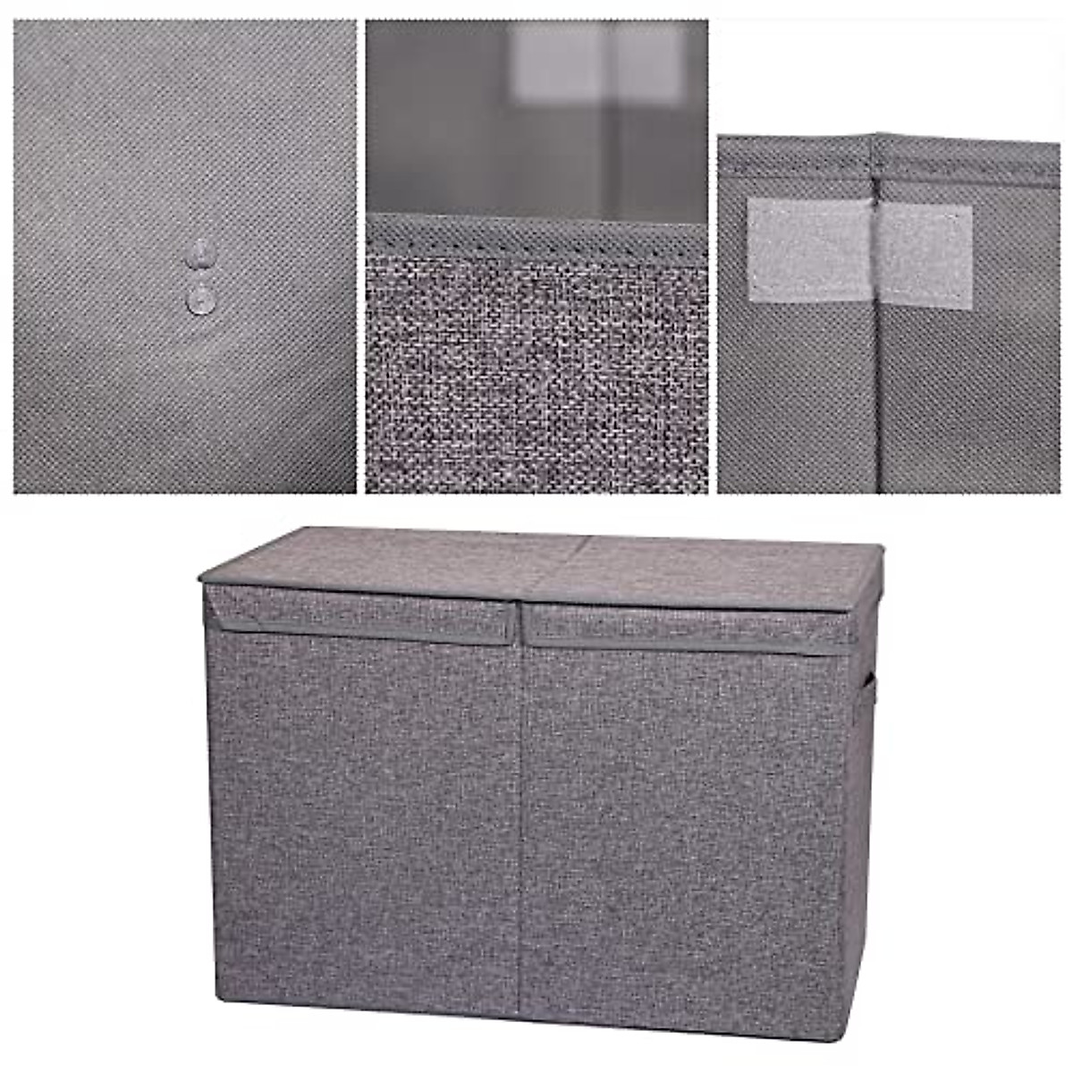 Set of 2 Collapsible Storage Bins with Lids Fabric Foldable Storage Boxes Organizer Containers Baskets Cube with Divider for Home Bedroom, Jumbo
