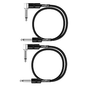 Augioth 12 Inch Guitar Patch Cable 30 CM Performance Guitar Effect Pedal Cables Straight to Angled 2Pack