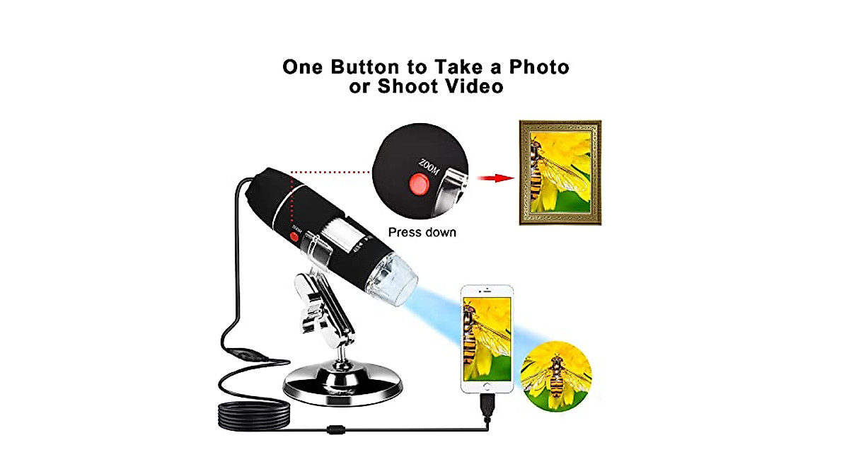 40X-1000X USB Digital Microscope: 3-in-1, Multi-OS Ready