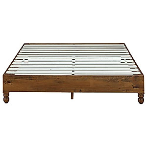 BIKAHOM Phoenix King Size Bed Frame, 12 Inch Solid Wood Platform Bed with Under Bed Storage Space, No Box Spring Needed, Strong Wooden Slat Support, Easy Assembly Bedroom Furniture, Honey Finish