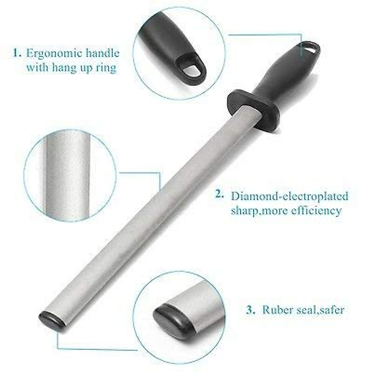 Kota Japan 12 in. Diamond Carbon Steel Professional Knife Sharpener Rod | Kitchen, Home or Hunting | Master Chef, Hunter or Home Gourmet Blade Sharpening Rod or Stick