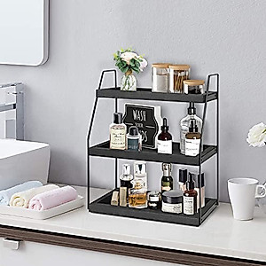 3-Tier Bathroom Counter Organizer, Wood Bathroom Countertop Vanity Organizer Bathroom Trays for Counter, Perfume Skincare Organizer Makeup Cosmetic Holder Standing Storage Shelf, Kitchen Spice Rack